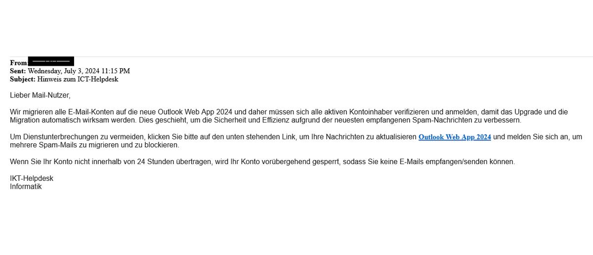 Spam-/ Phishing-Mails: ICT-Helpdesk